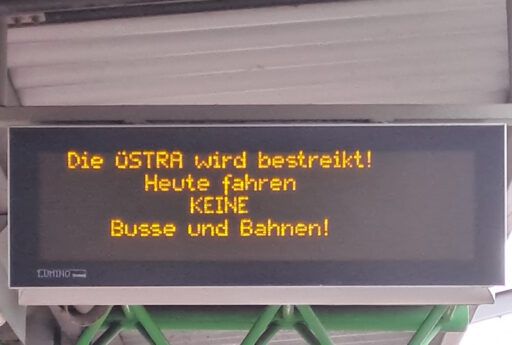Busse und Bahnen der ÜSTRA werden am Freitag bestreikt